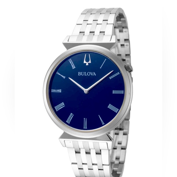Bulova | Accessories | Bulova Classic Unisex Blue Face Silver Watch ...